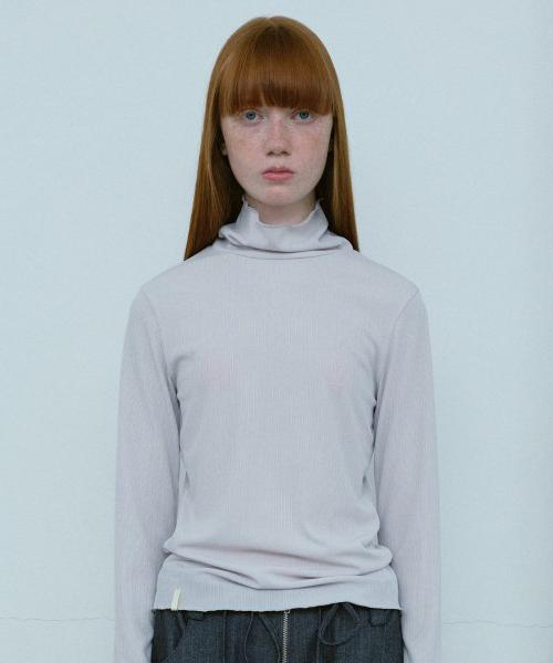 Basic Roll Neck Top [Light Gray]